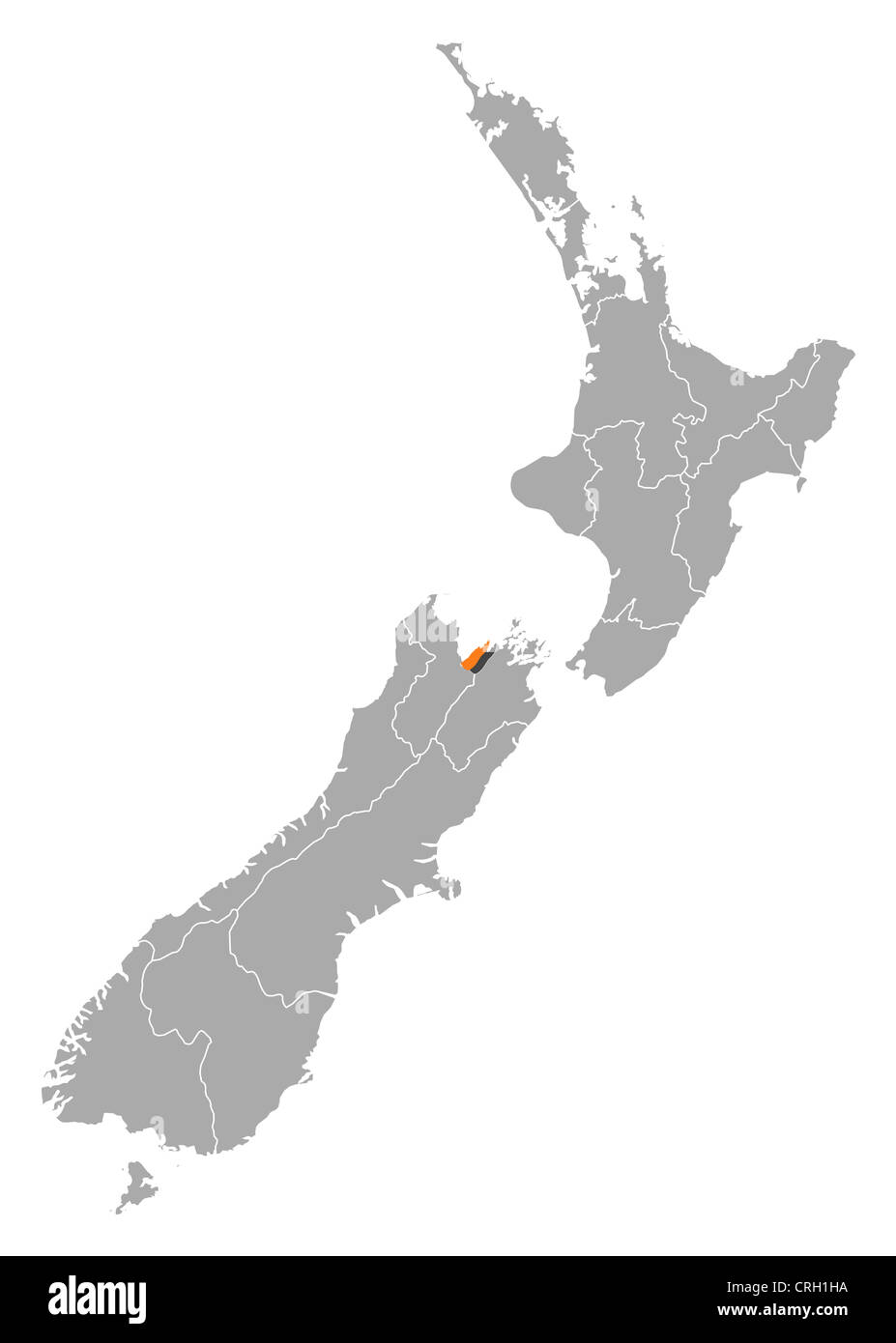 Political map of New Zealand with the several regions where Nelson is ...