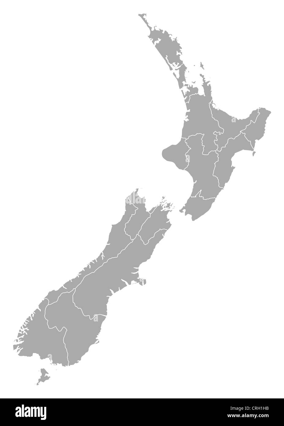 Political map of New Zealand with the several regions Stock Photo - Alamy
