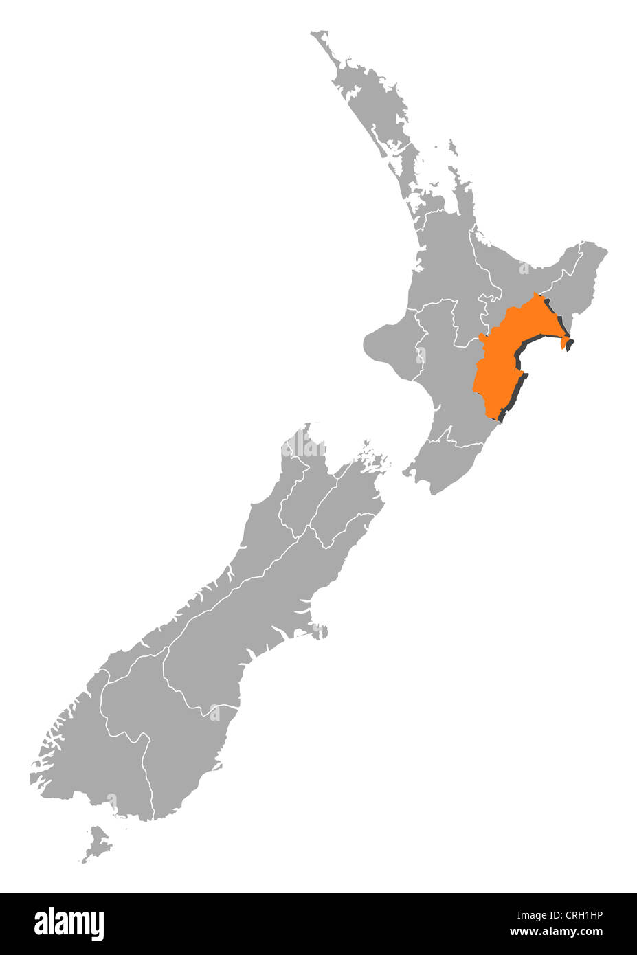 Political map of New Zealand with the several regions where Taranaki is ...