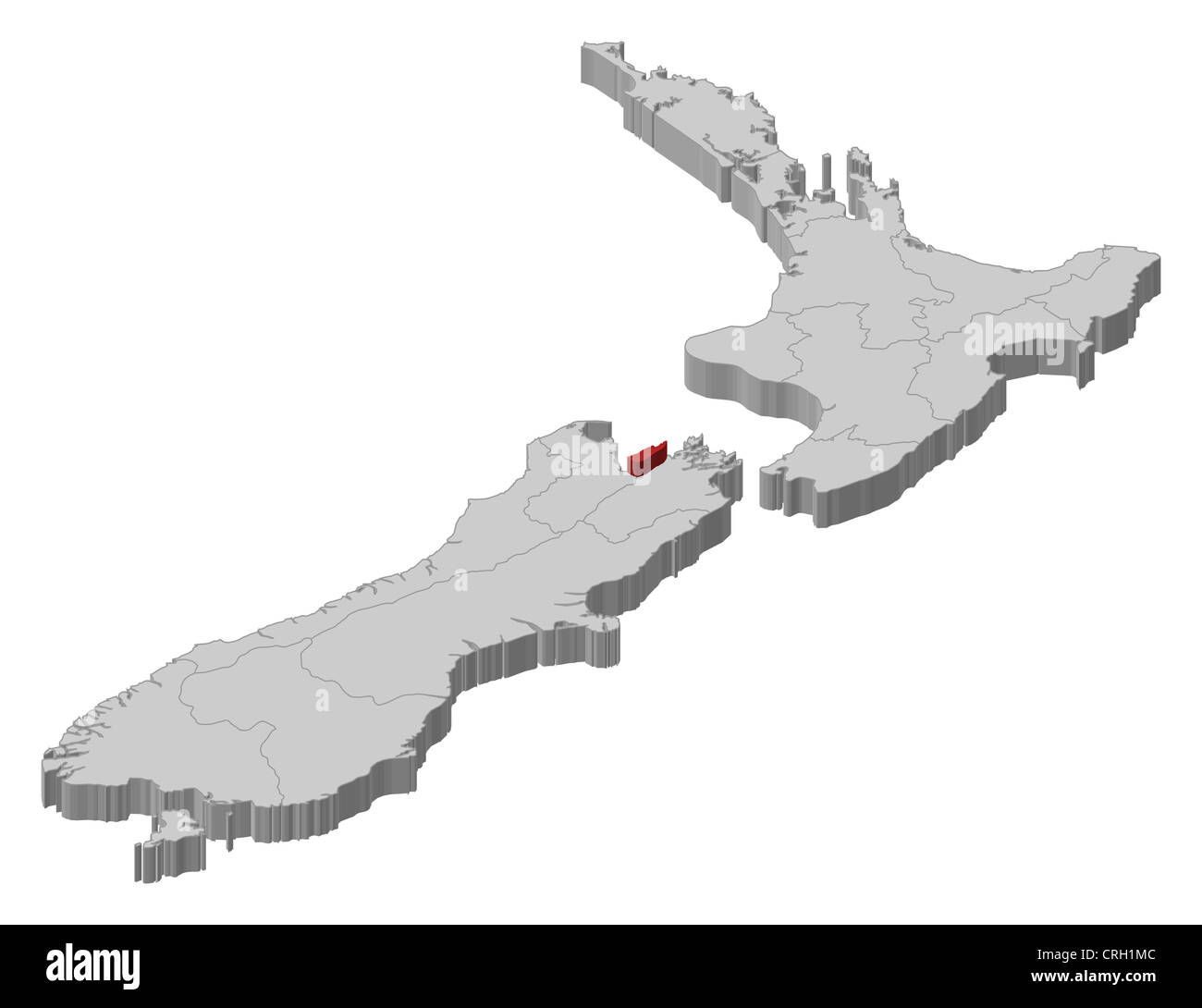 Political map of New Zealand with the several regions where Nelson is ...