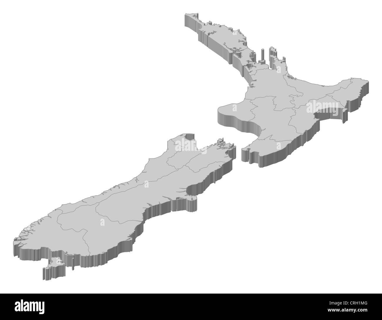 Political map of New Zealand with the several regions Stock Photo - Alamy