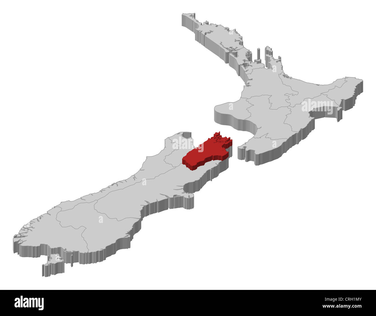 Political map of New Zealand with the several regions where Tasman is ...