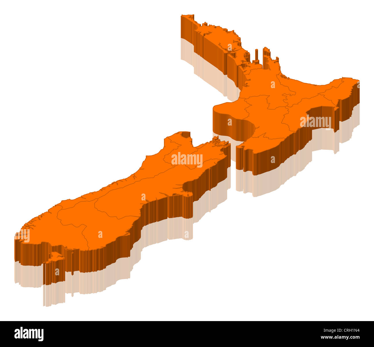Political map of New Zealand with the several regions Stock Photo - Alamy