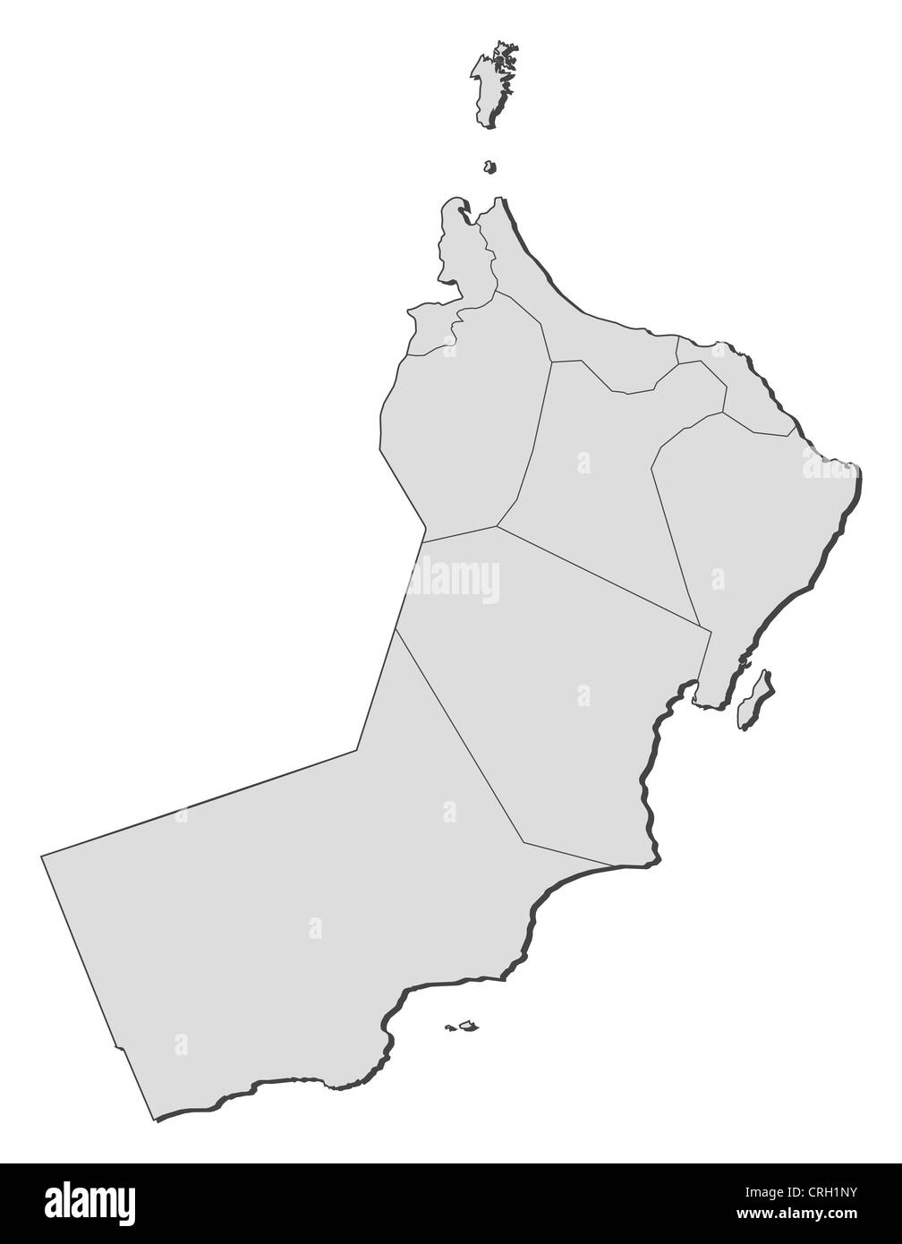 Political map of Oman with the several regions and governorats Stock ...