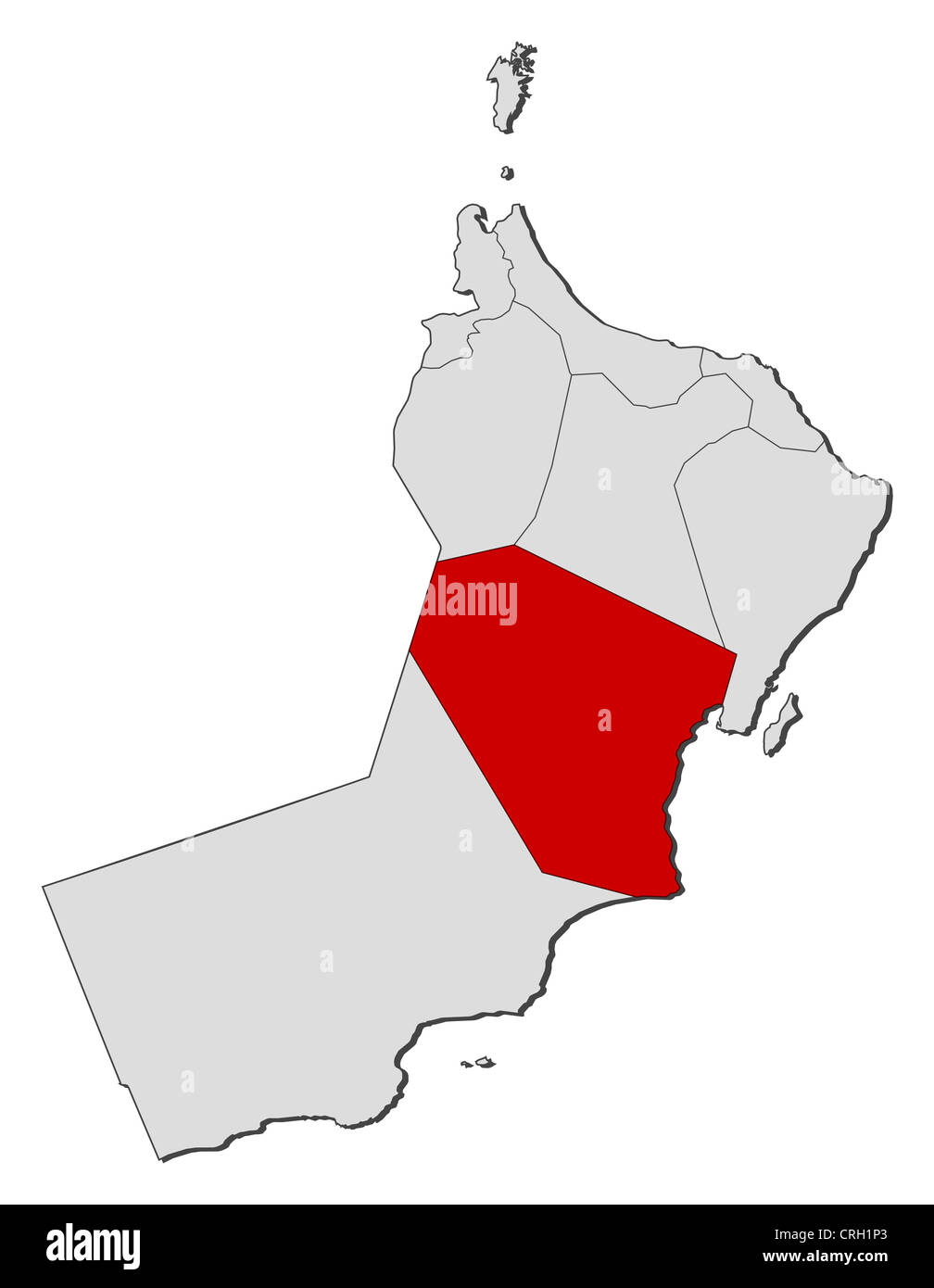 Political map of Oman with the several regions and governorats where Al ...