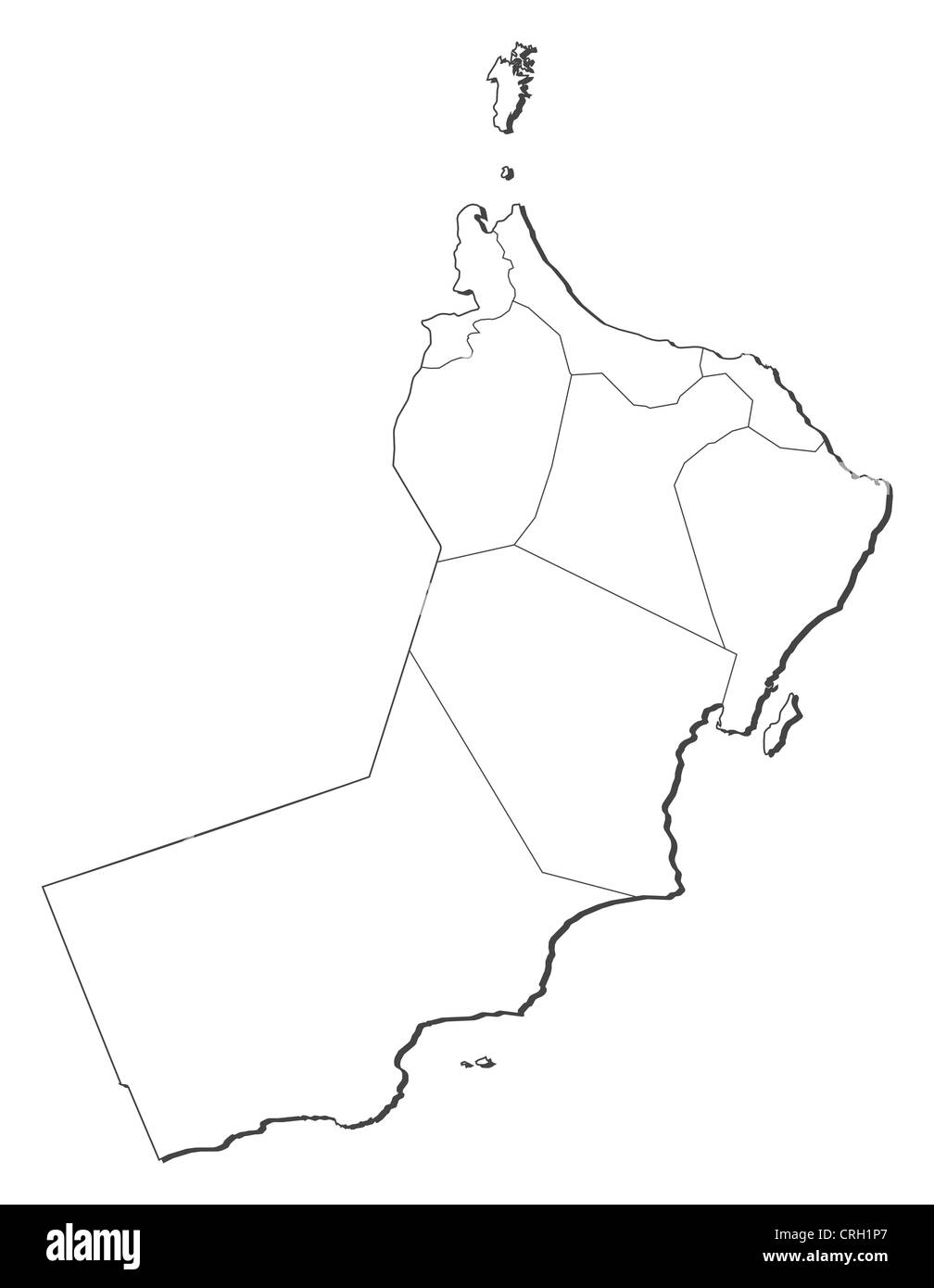 Political map of Oman with the several regions and governorats Stock ...