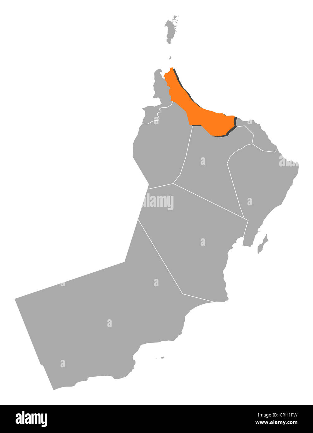 Political map of Oman with the several regions and governorats where Al ...
