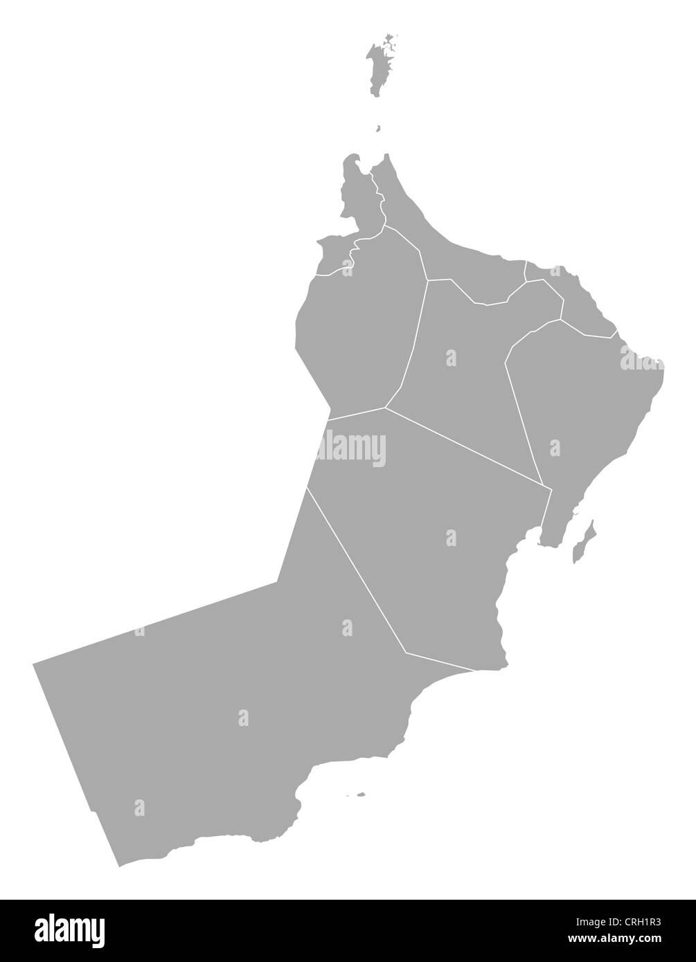Political map of Oman with the several regions and governorats Stock ...