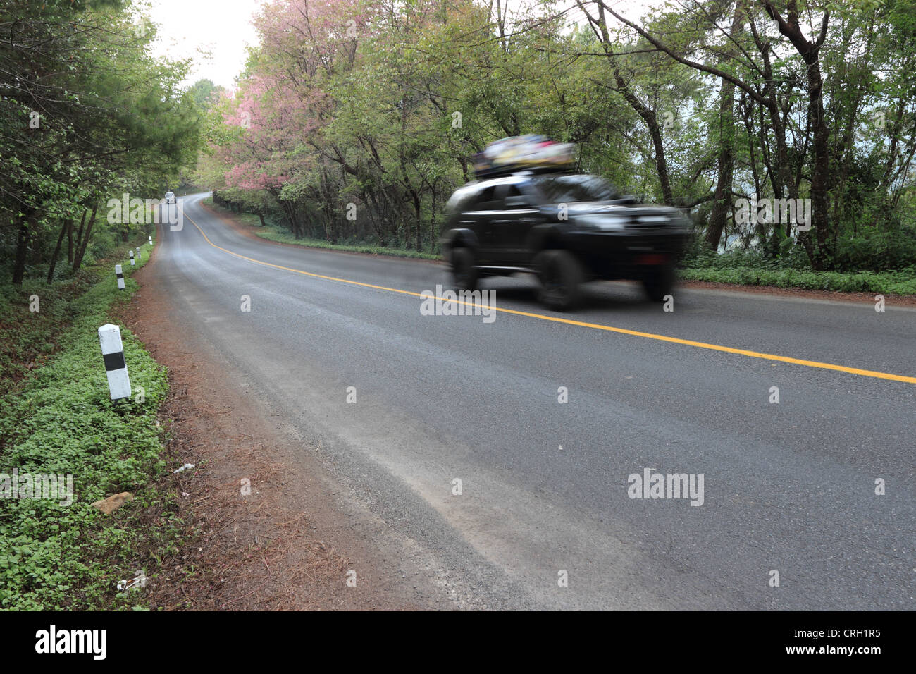 curve road with car Stock Photo - Alamy