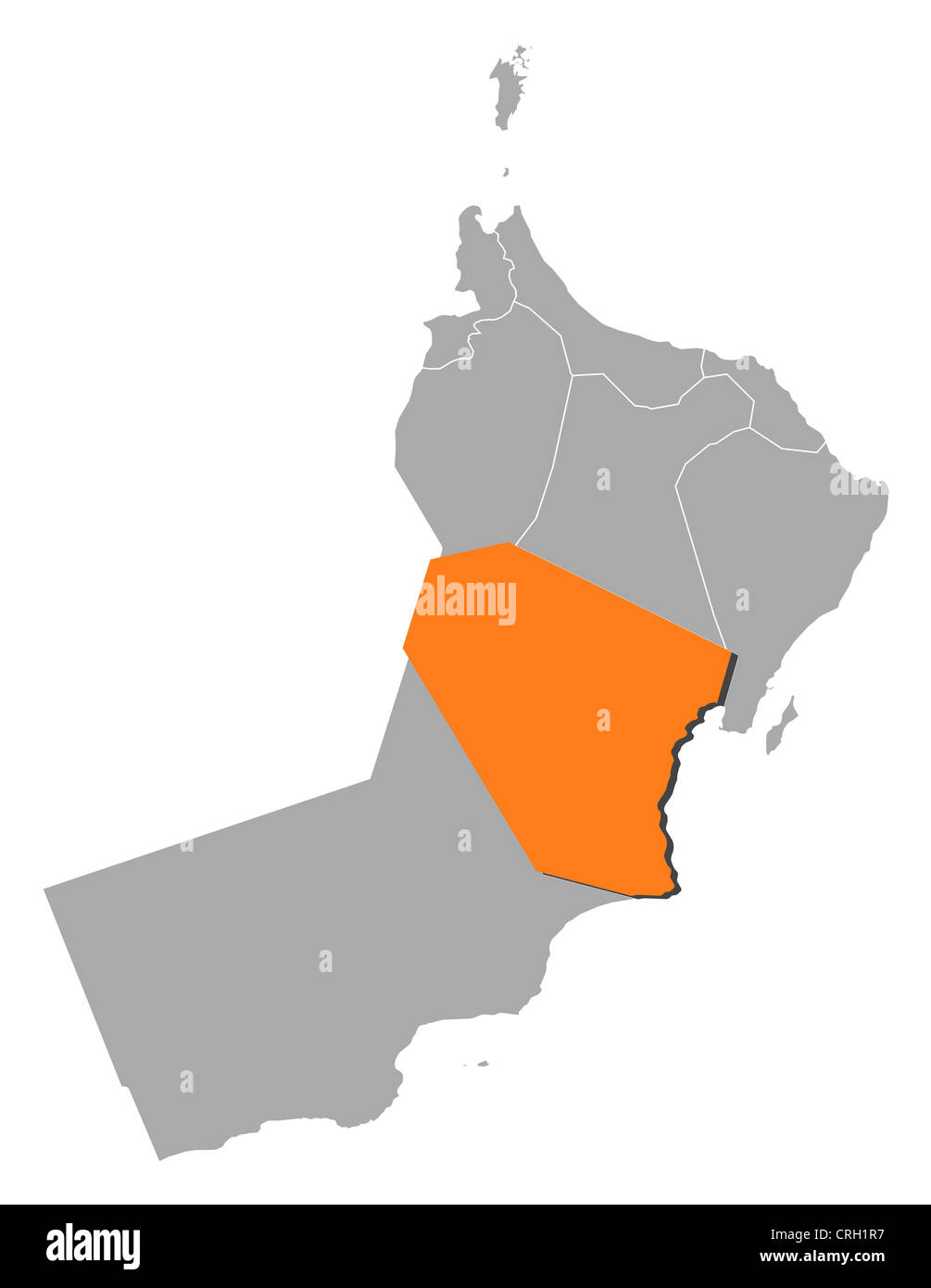 Political map of Oman with the several regions and governorats where Al ...