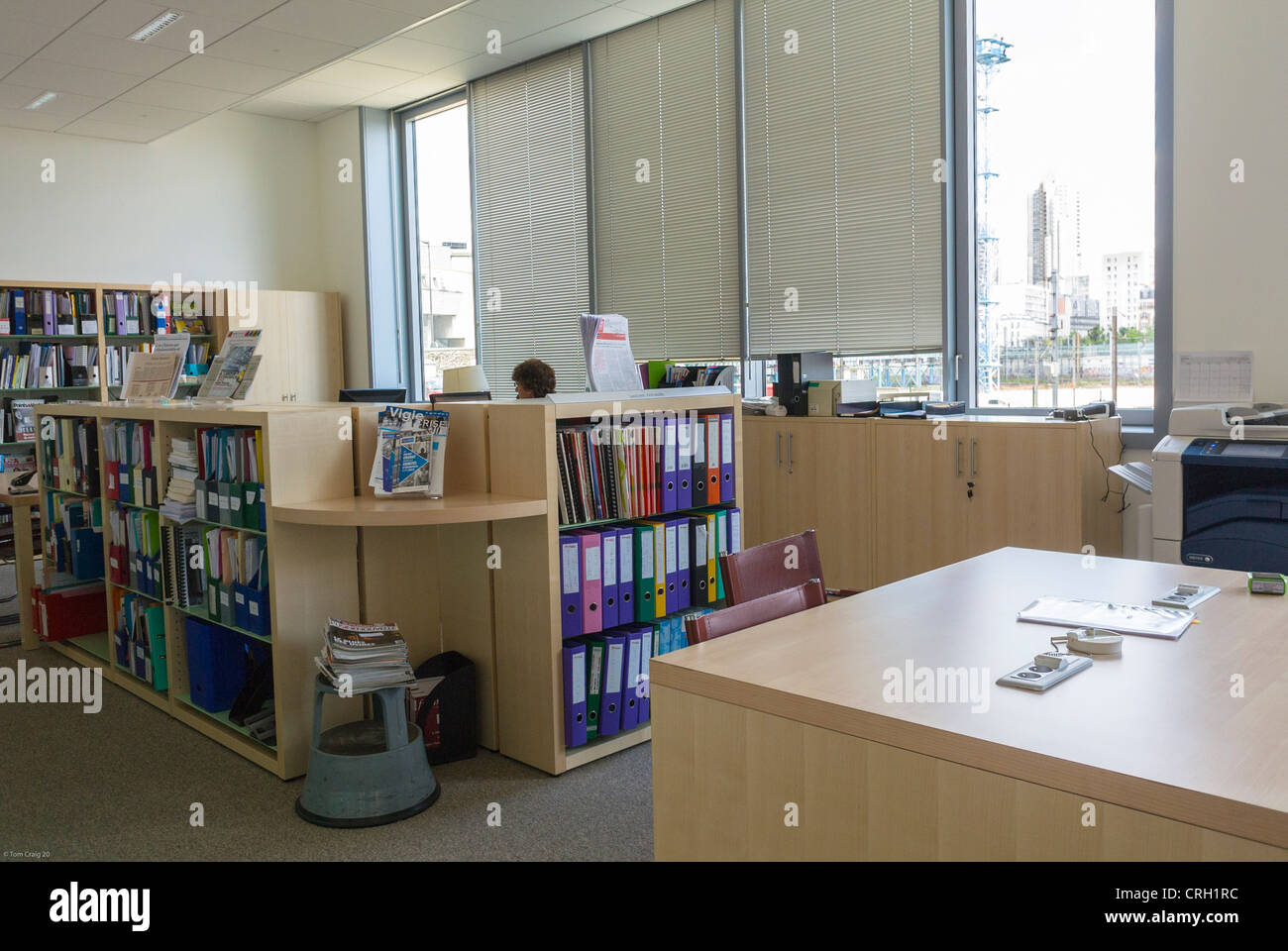Paris, France, Wide Angle View, Office Furniture, Work Area, in Green ...