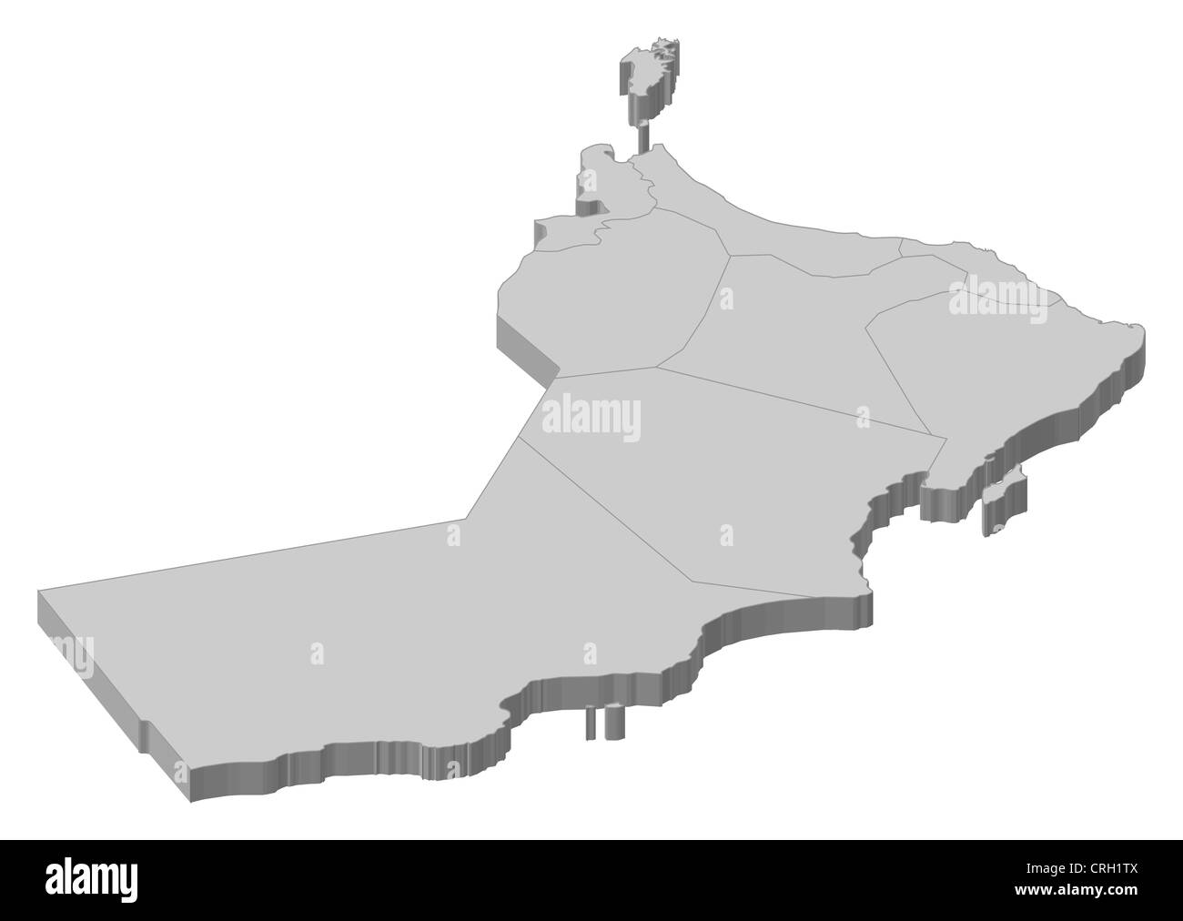 Political map of Oman with the several regions and governorats Stock ...