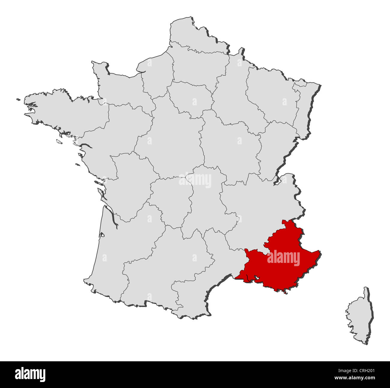 Political map of France with the several regions where Provence-Alpes ...