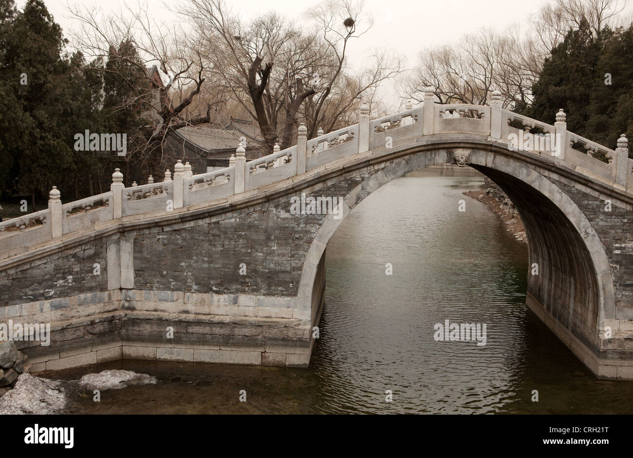 Jade belt bridge and lake at Old Summer Palace, Beijing, China Stock ...