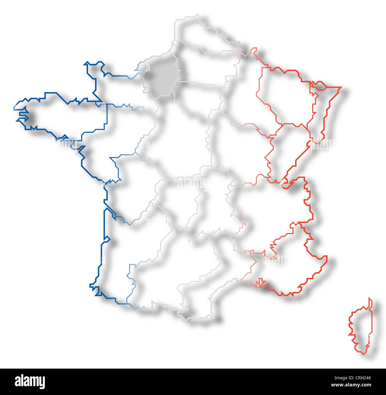Political map of France with the several regions where Upper Normandy ...