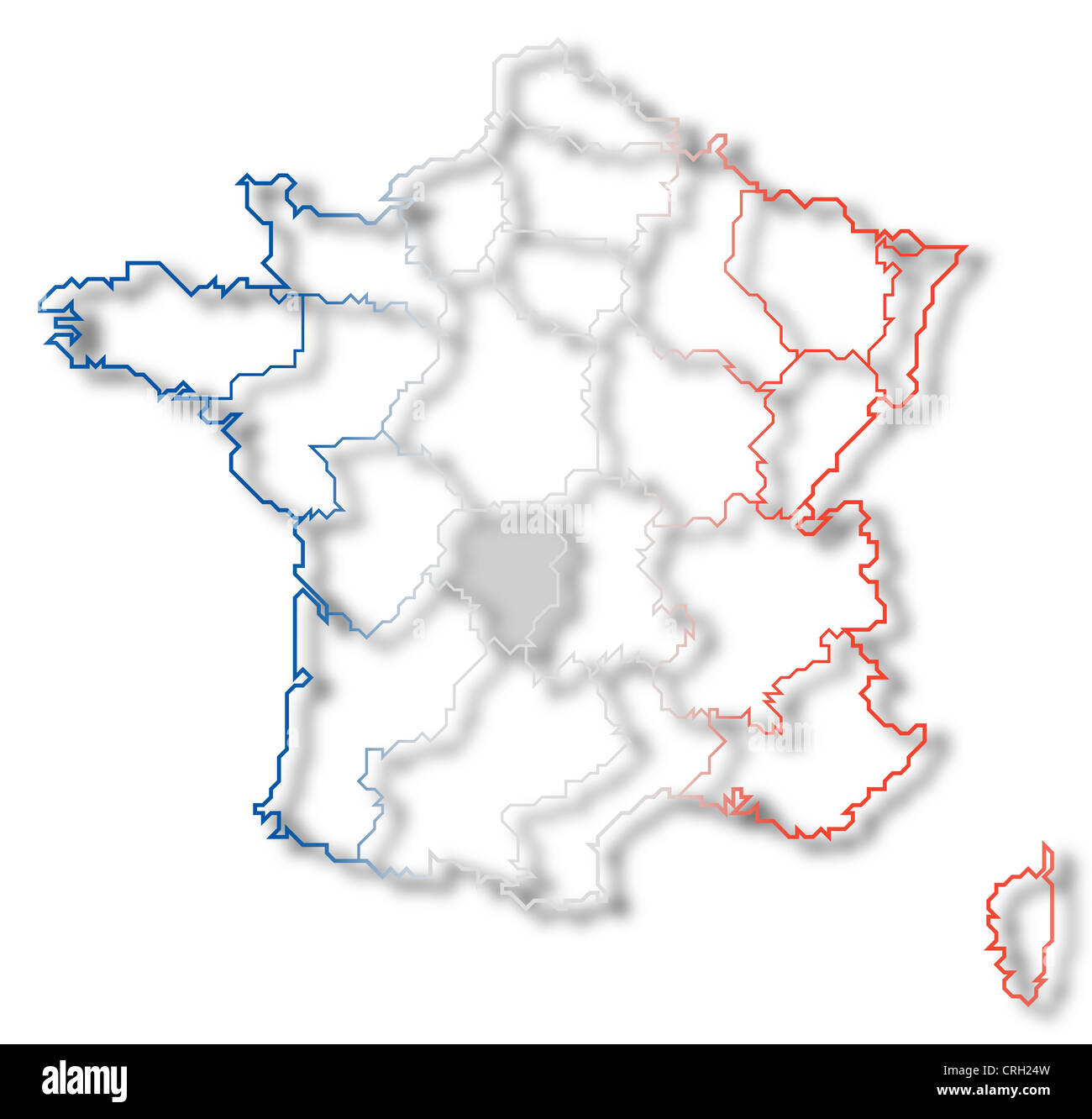 Political map of France with the several regions where Limousin is ...