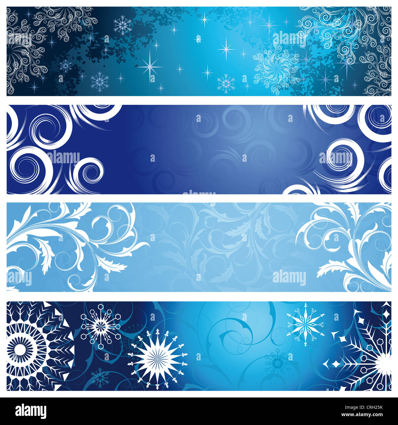 Set of four winter banners with snowflakes Stock Photo - Alamy