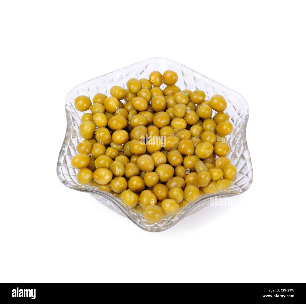 Preserved peas in crystal bowl isolated on a white background Stock ...