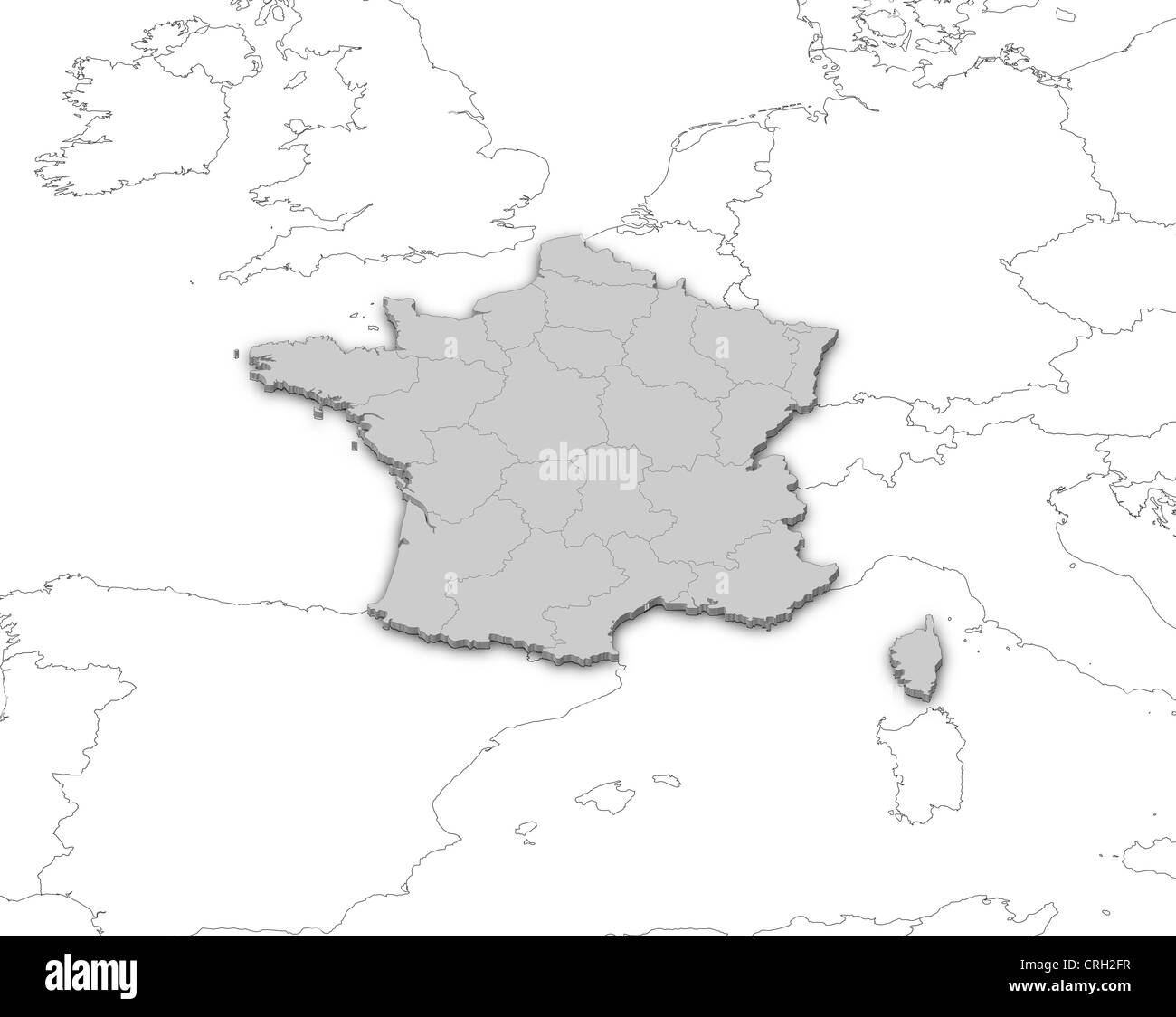 Political map of France with the several regions Stock Photo - Alamy
