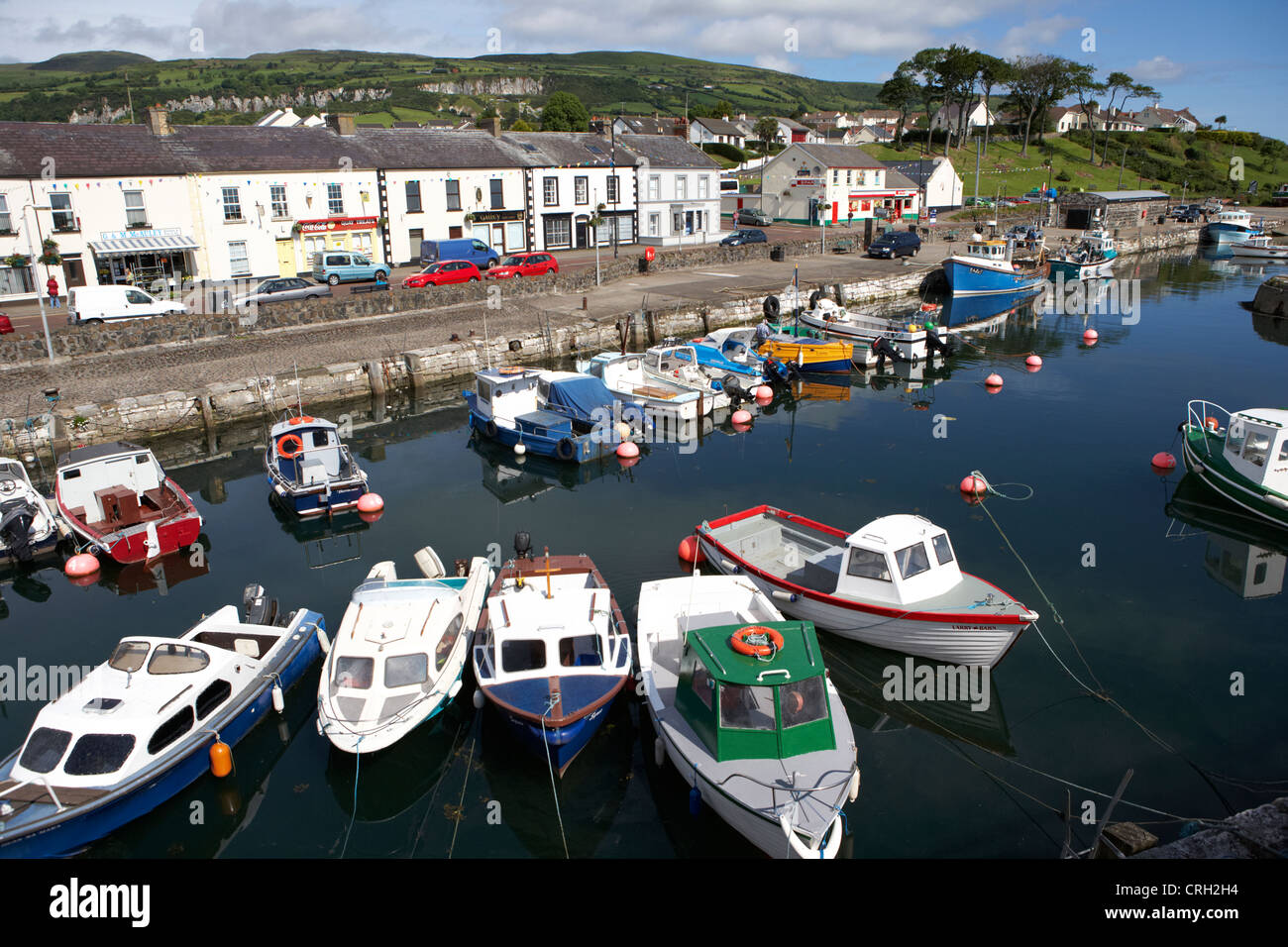 small harbour at the coastal fishing village of Carnlough on the antrim ...
