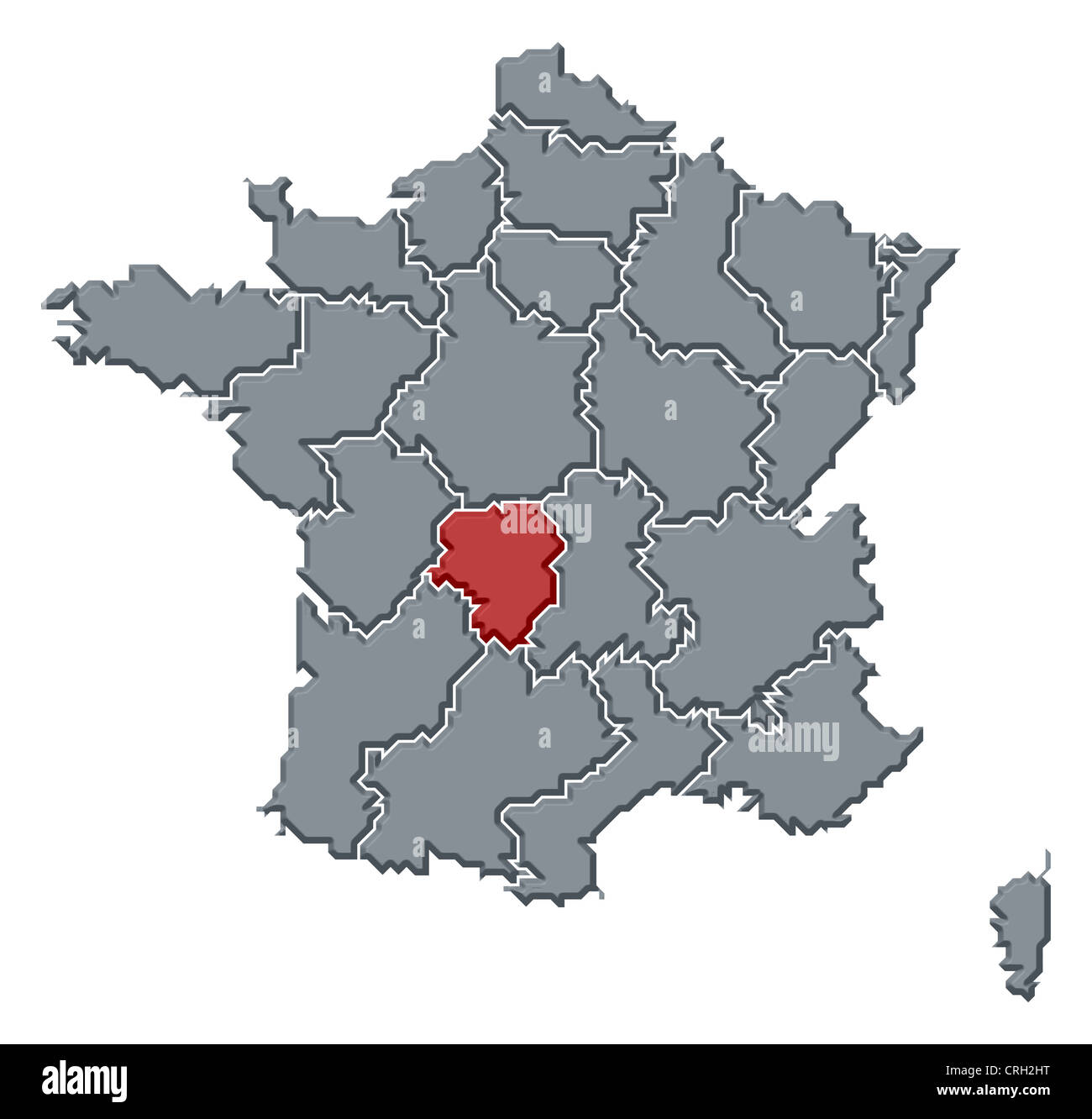 Political map of France with the several regions where Limousin is ...