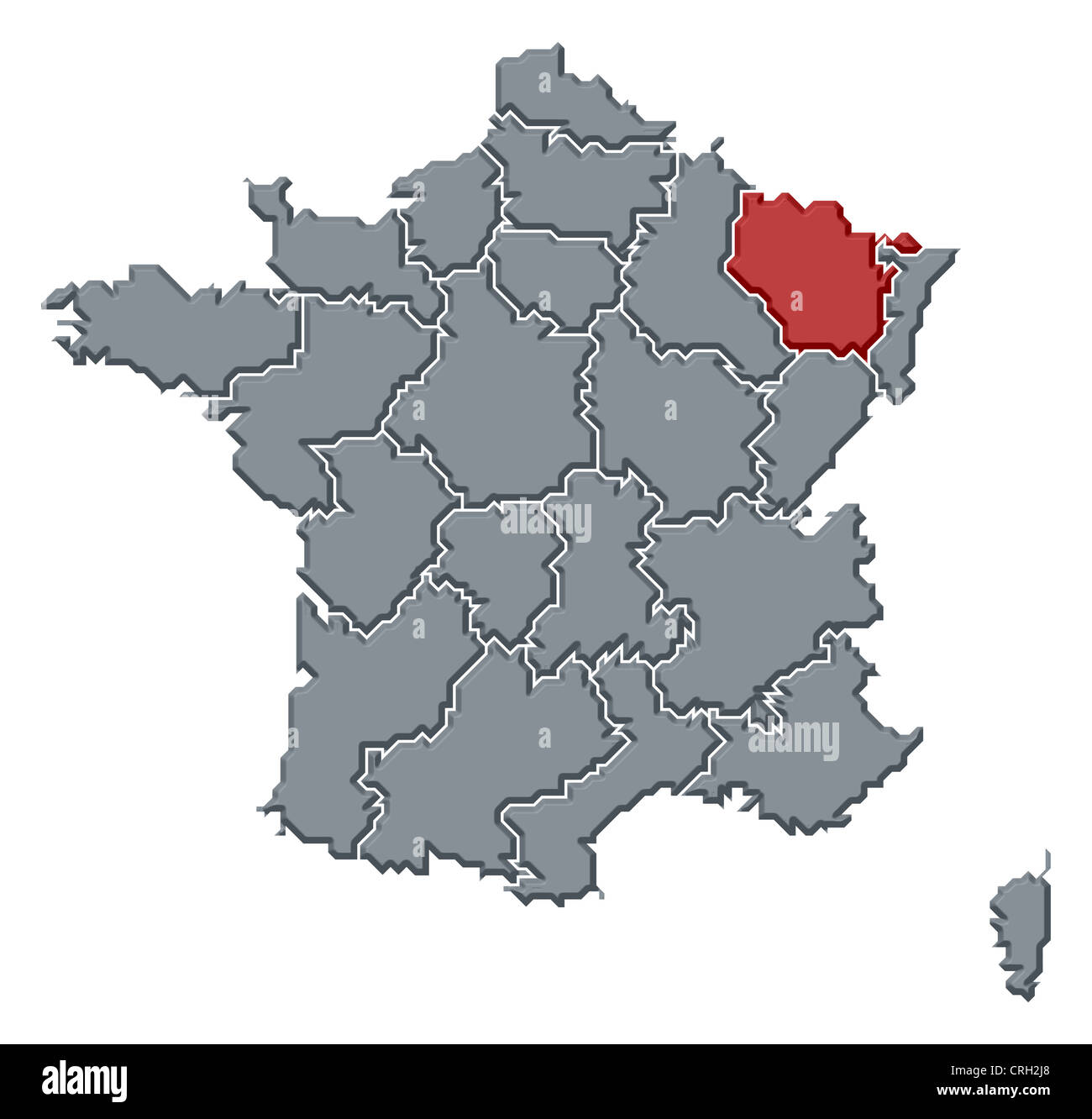 Political map of France with the several regions where Lorraine is ...