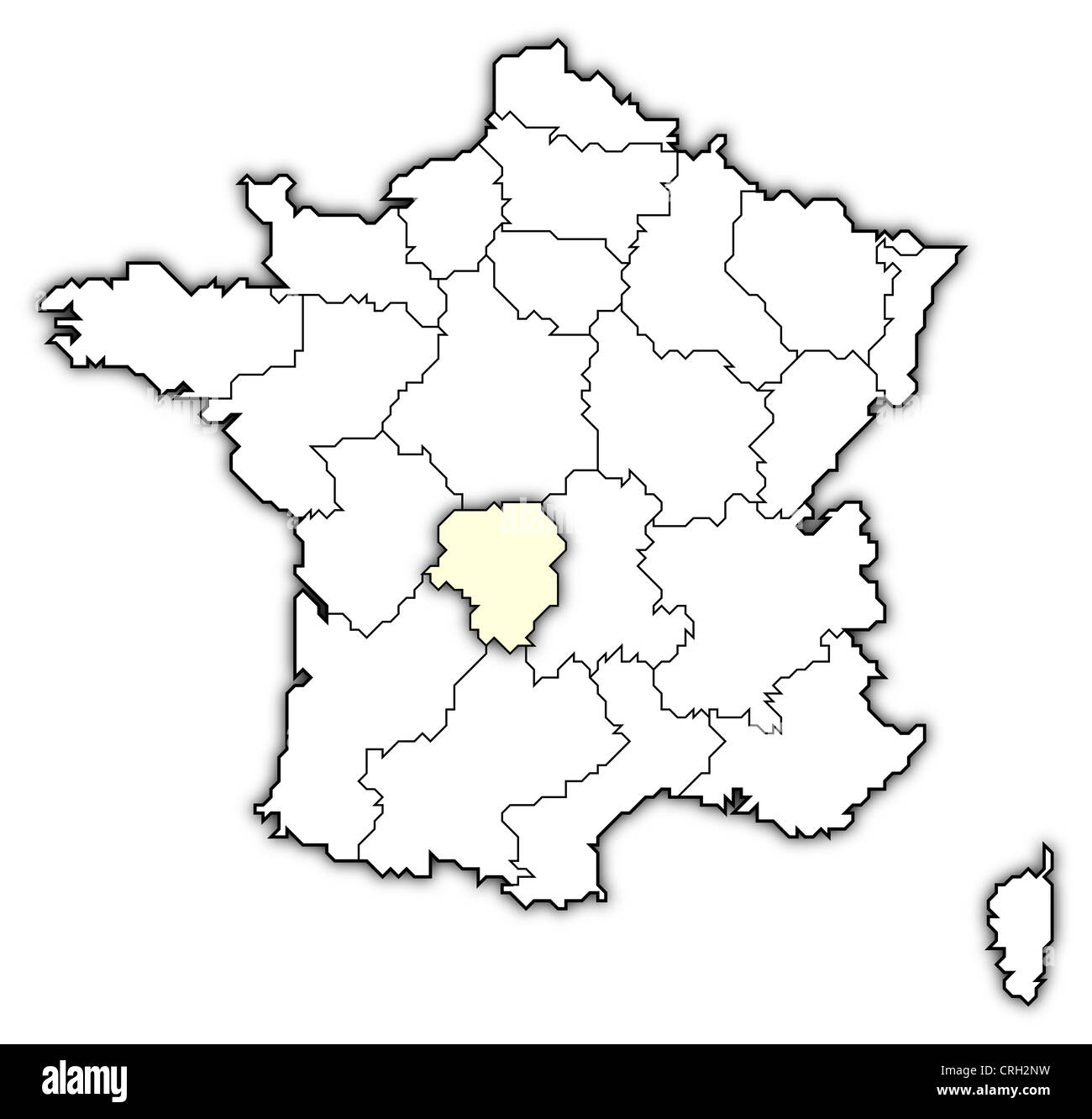Political map of France with the several regions where Limousin is ...