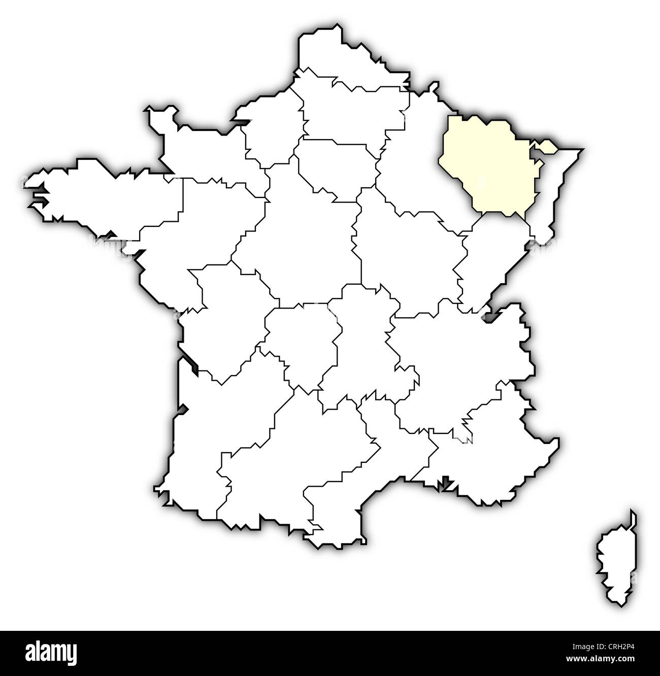 Political map of France with the several regions where Lorraine is ...