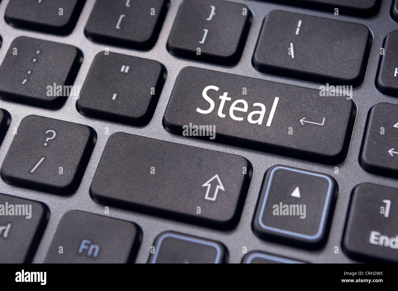 steal concepts or digital piracy, with message on enter key of keyboard ...