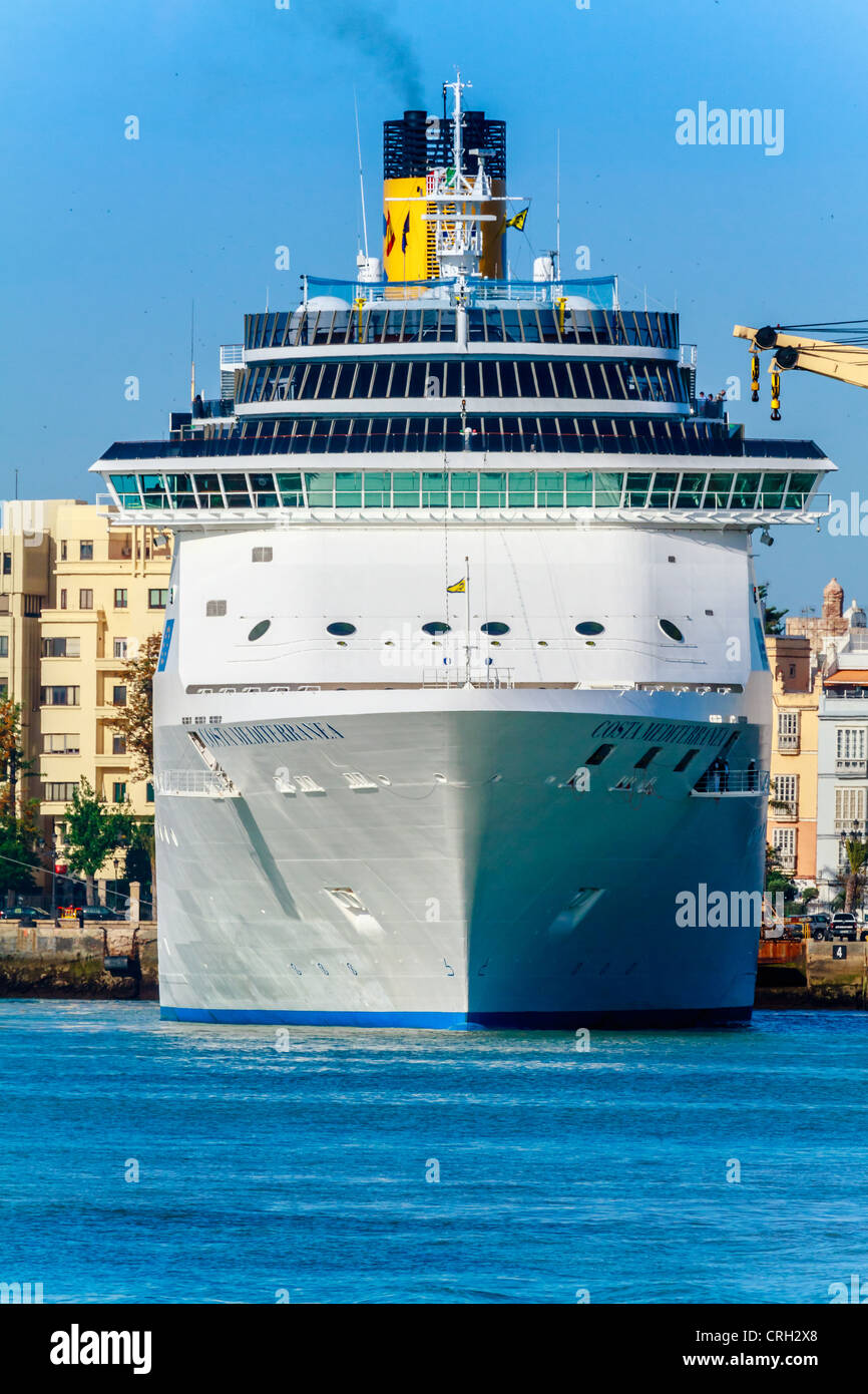 Grand-class cruise ship Costa Mediterranea at the harbor of Cadiz Stock ...