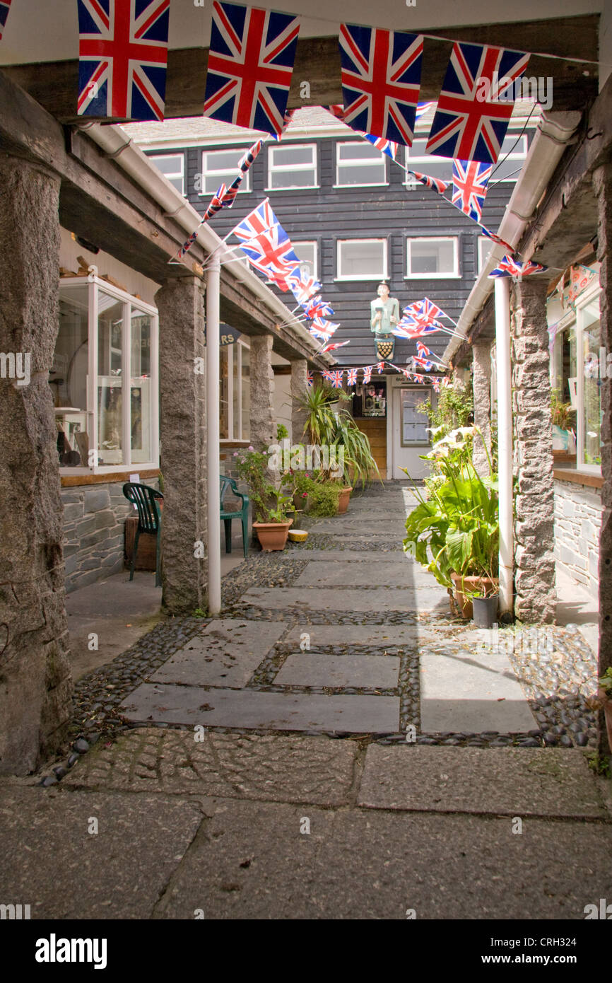 The Sloop Craft Market, St. Ives, Cornwall, decked out with union flags ...