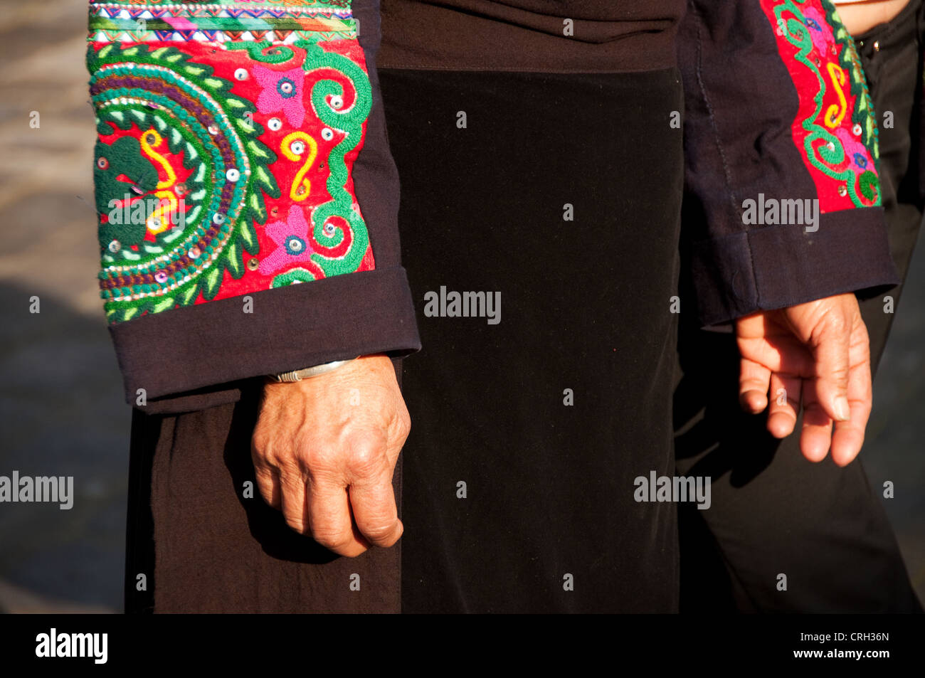 Embroidered sleeves of a Miao traditional cloth, Xijiang Miao village ...