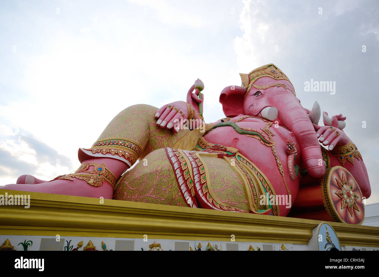 big pink relaxing pose Ganesha statue in Thailand Stock Photo - Alamy