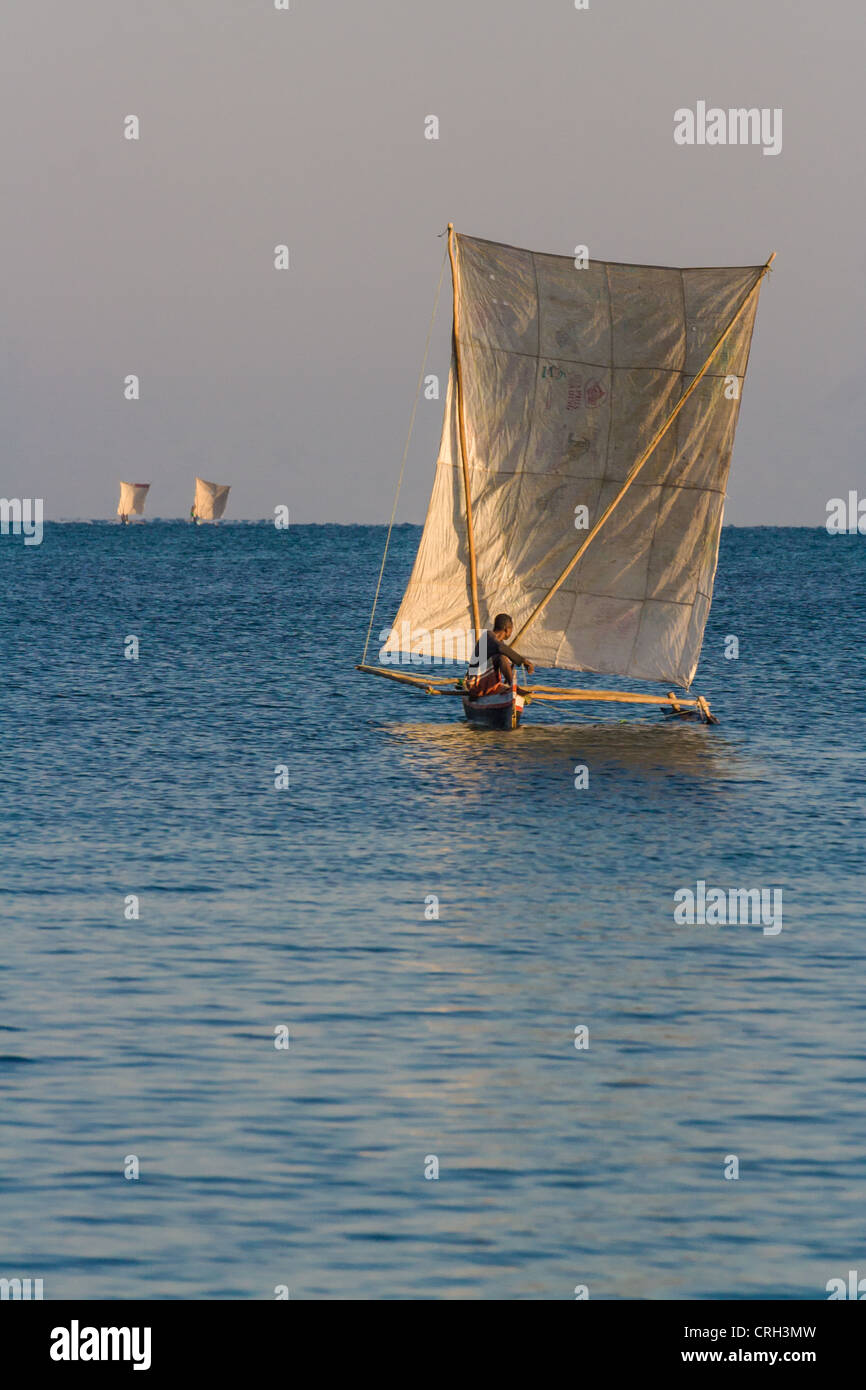 Malagasy outrigger pirogue sail hi-res stock photography and images - Alamy