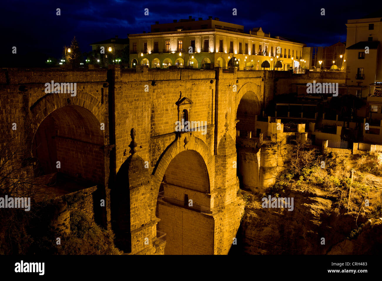 New Bridge (Spanish: Puente Nuevo) from 18th century illuminated at ...