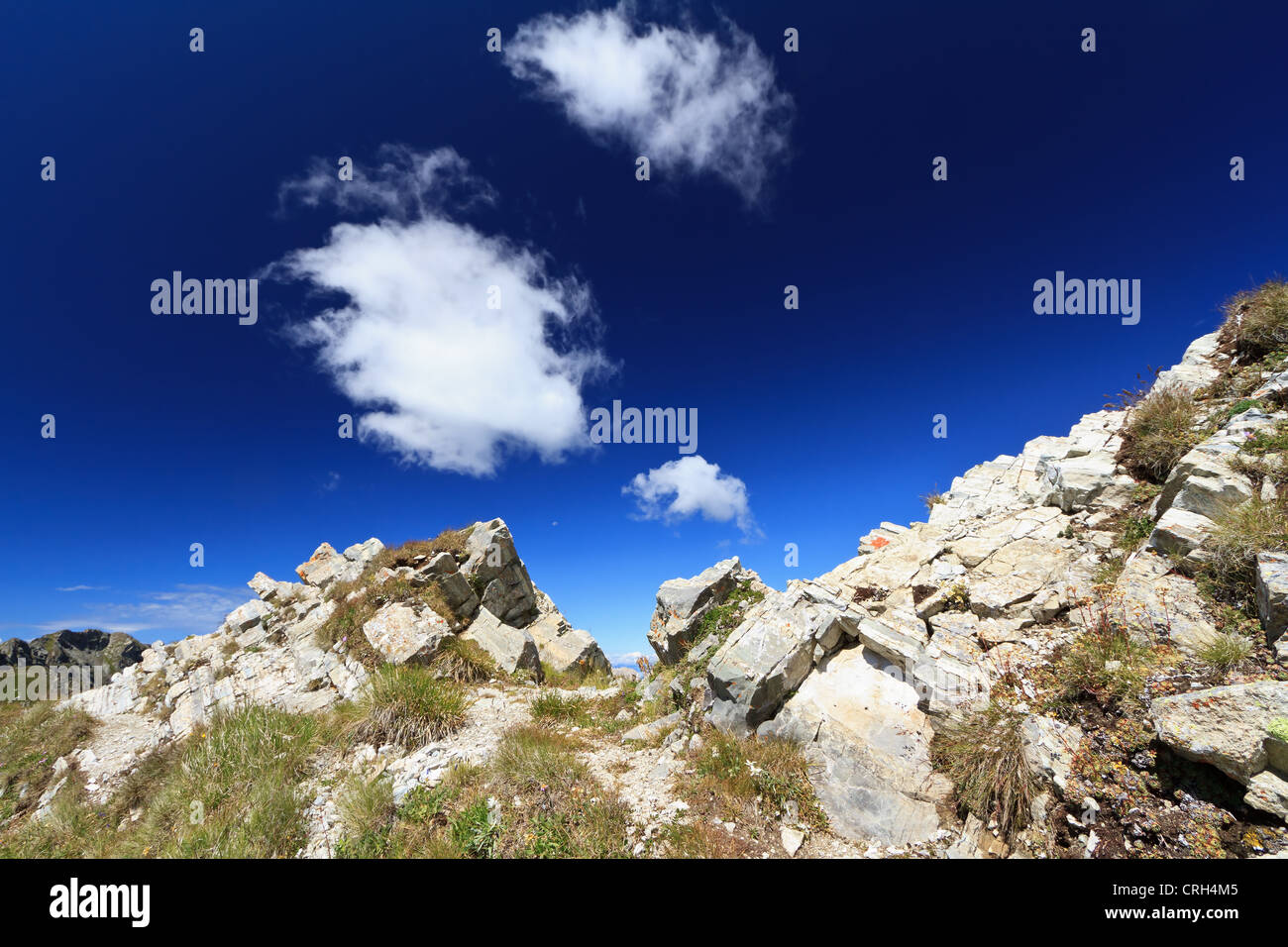 pathway on mountain ridge in San Pellegrino valley, Trentino, Italy ...