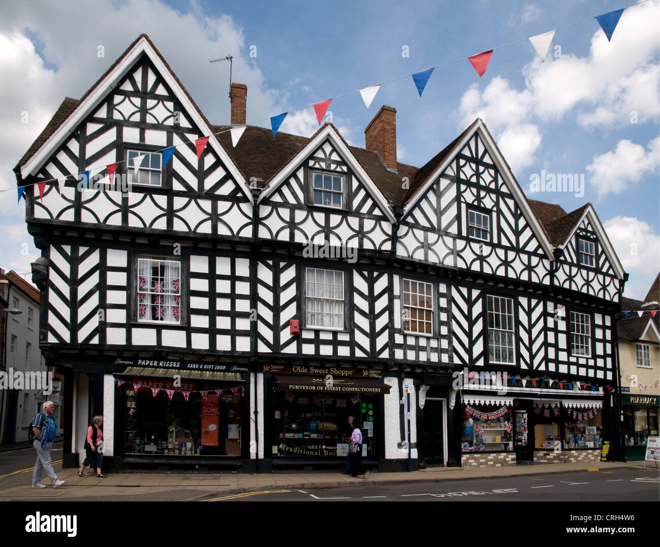 This medieval half timbered black and white building housing modern ...