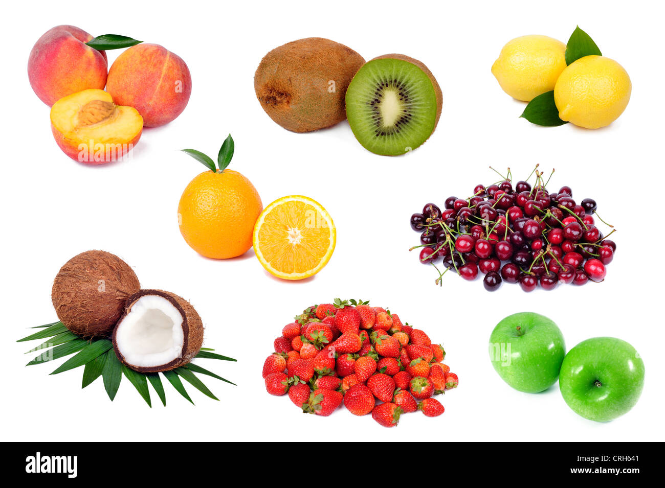 Set of fresh fruits isolated on white background Stock Photo - Alamy