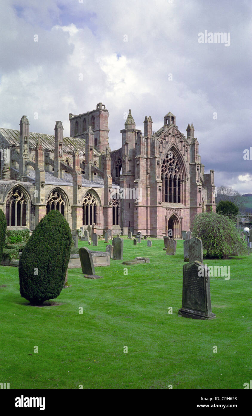 Ruins of Melrose Abbey, Melrose, Borders, Scotland, UK Stock Photo - Alamy