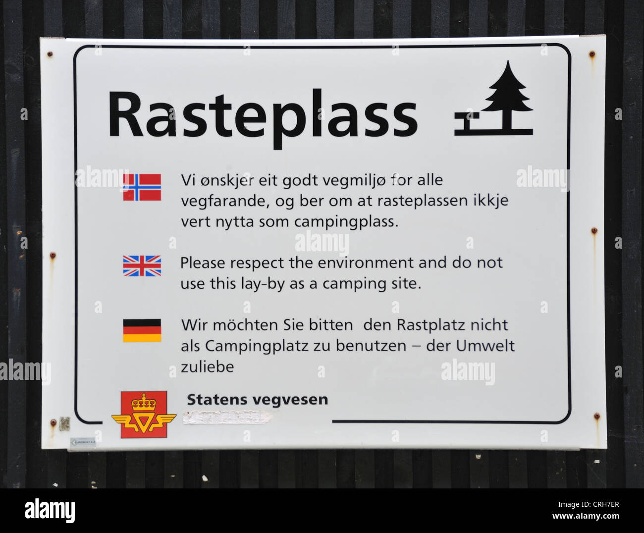 Note in a rest place by the road, Norway Stock Photo - Alamy