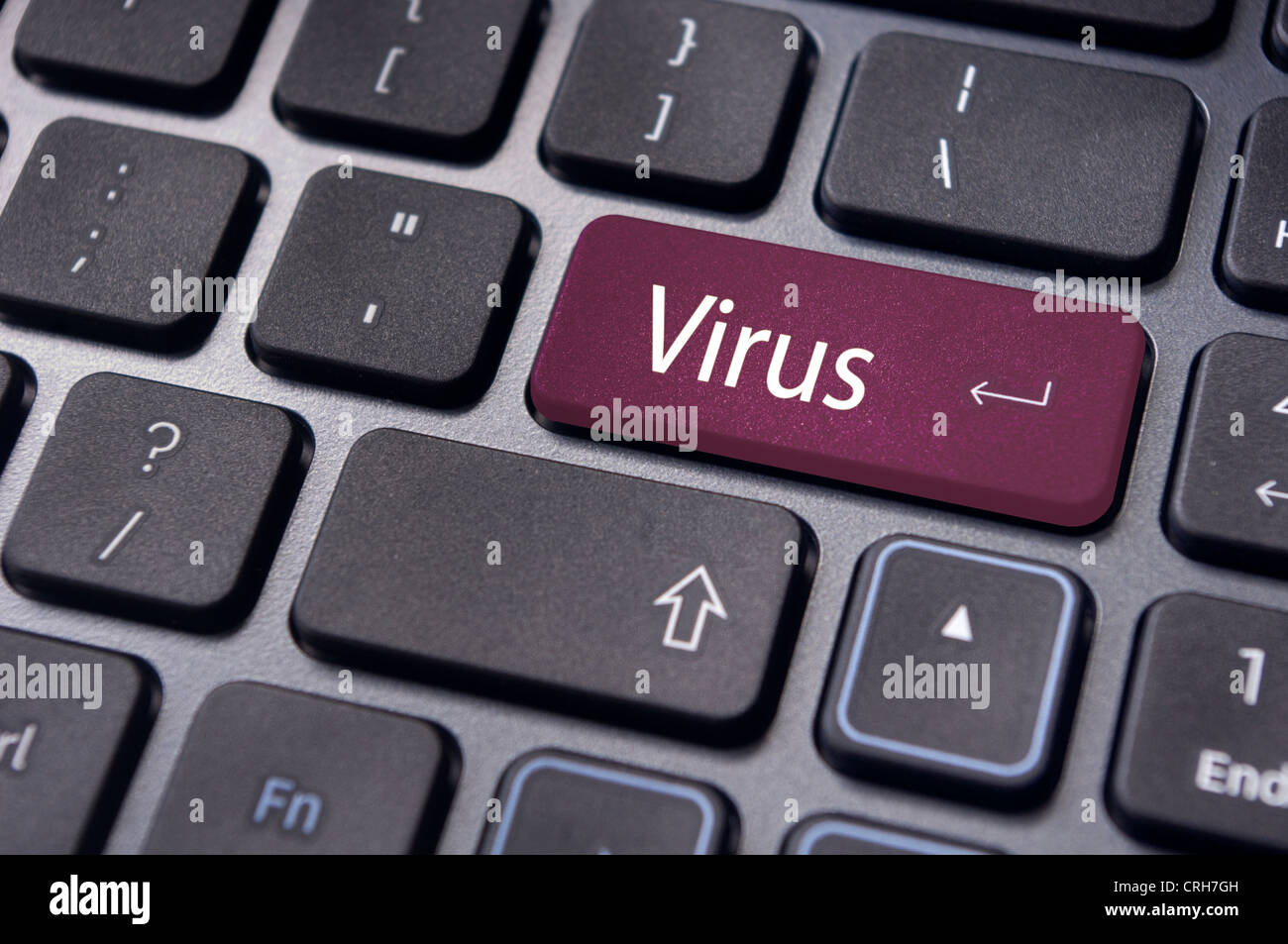 computer virus from internet, with message on enter key of keyboard ...