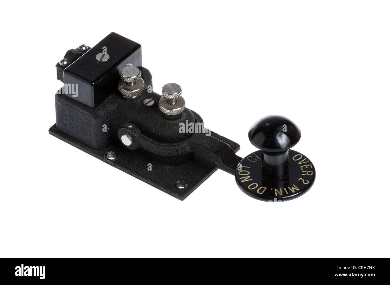 A vintage black telegraph key isolated on white Stock Photo - Alamy