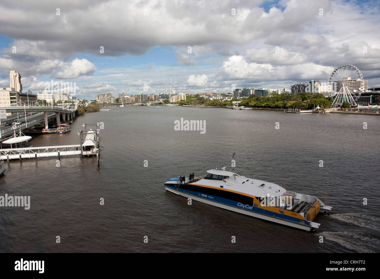 The City Cat Ferry cruising the Brisbane River, Queensland Australia ...