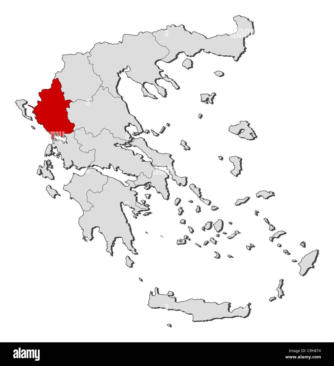 Political map of Greece with the several states where Epirus is ...