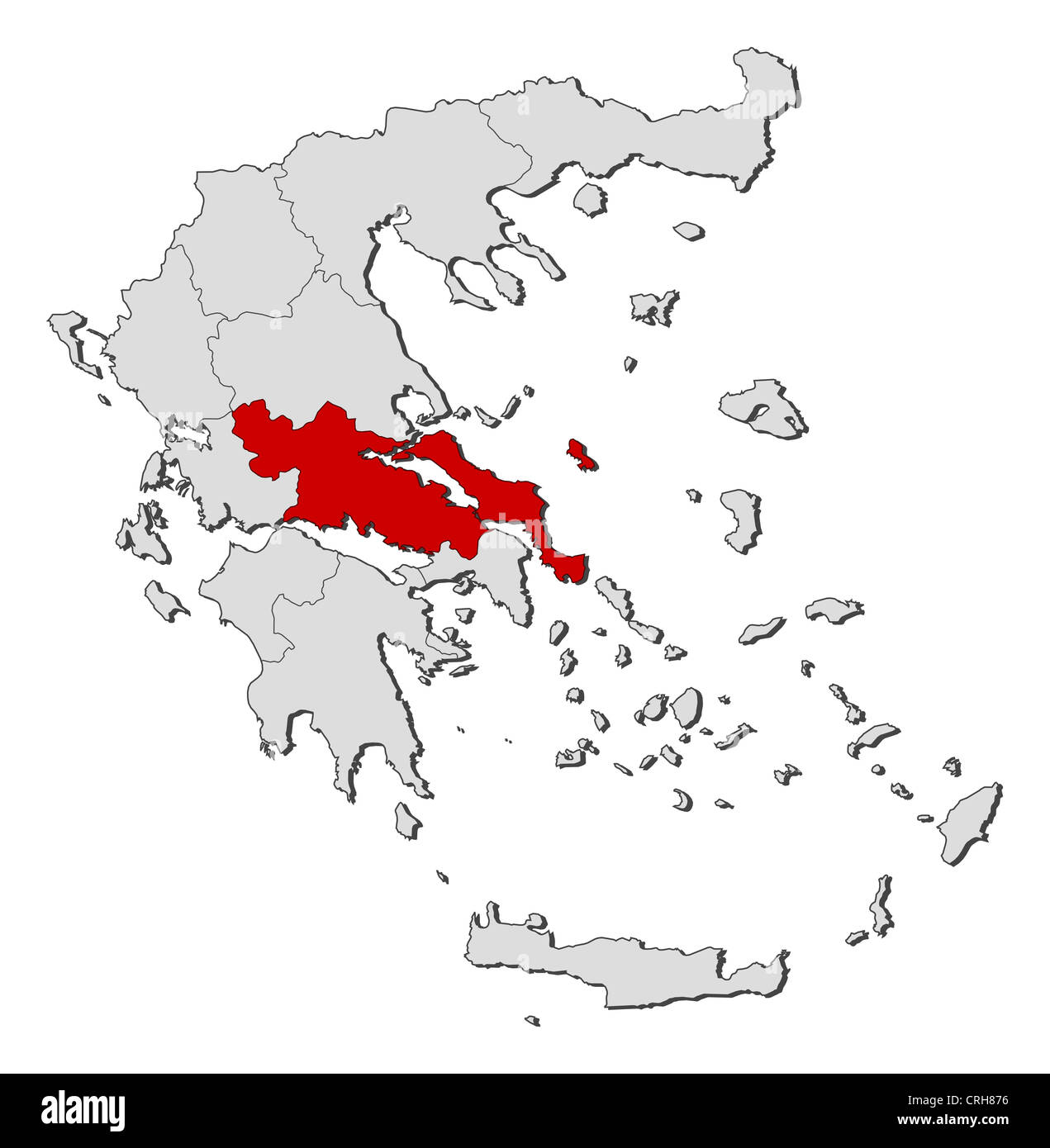 Political map of Greece with the several states where Central Greece is ...