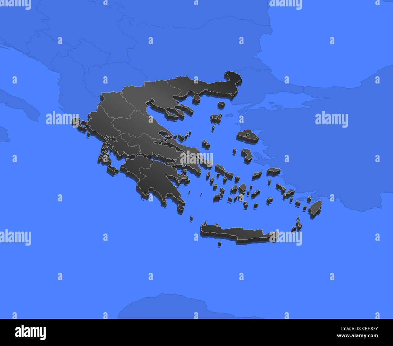 Political map of Greece with the several states Stock Photo - Alamy