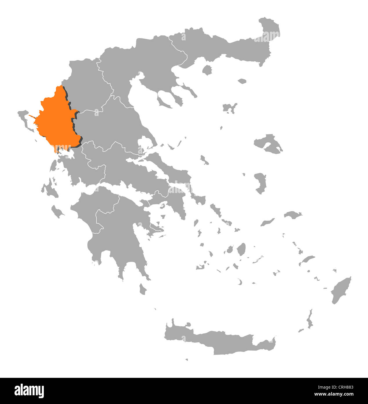 Political map of Greece with the several states where Epirus is ...