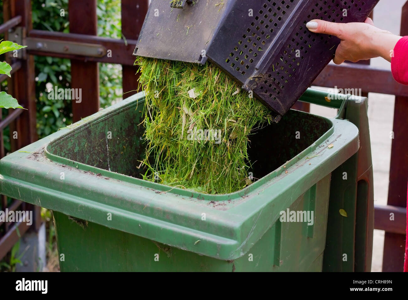 Dumping grass in a container Stock Photo - Alamy