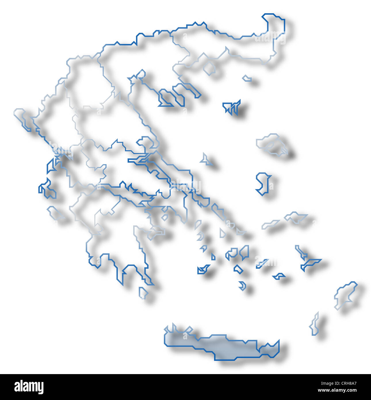 Political map of Greece with the several states where Crete is ...