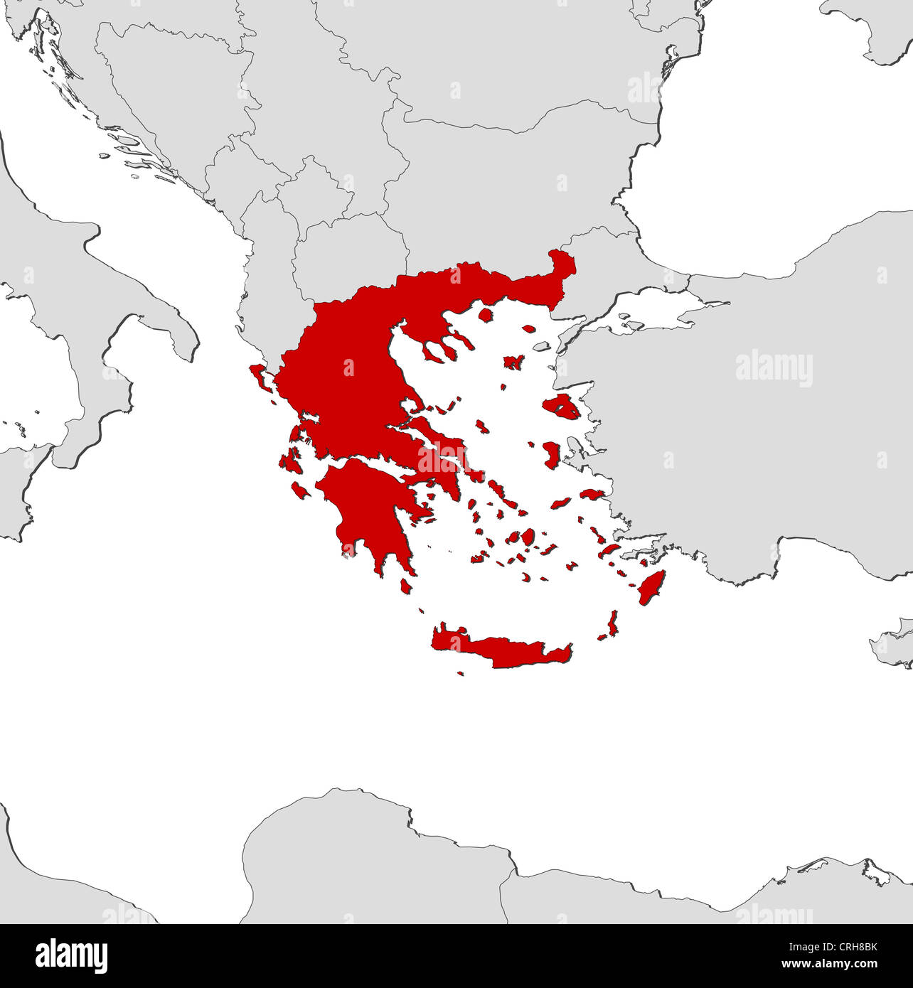 Political map of Greece with the several states Stock Photo - Alamy
